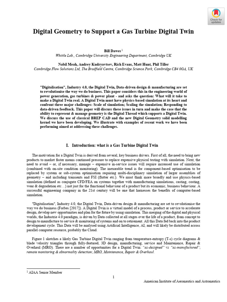 Digital Geometry To Support A Gas Turbine Digital Twin | PDF ...