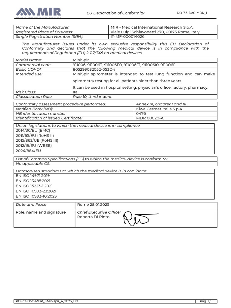 Po 7.3 Doc MDR 1 Minispir 4 2025 en | PDF