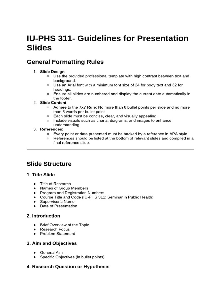 IU-PHS 311 - Guidelines For Presentation Slides | PDF