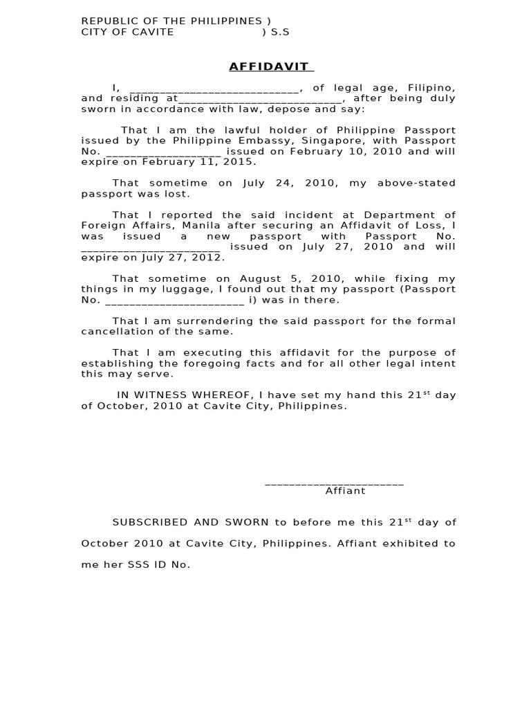 Aff. of Loss Passport (Retrieve) | PDF