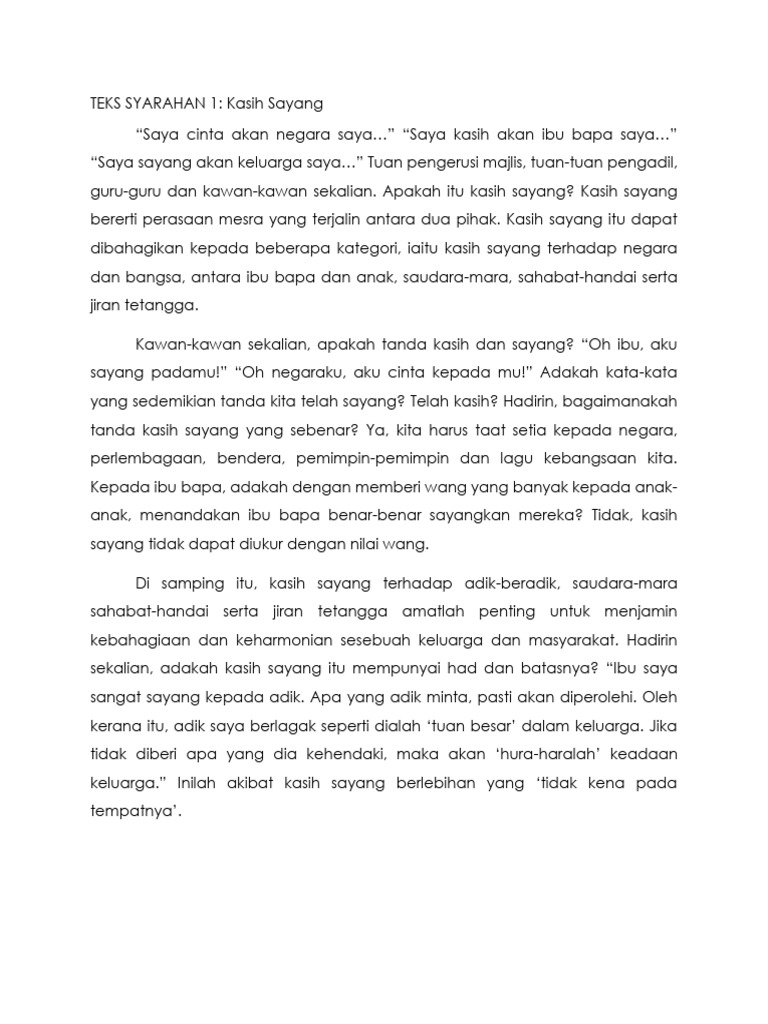 Teks Syarahan Panjang - 2 Contoh | PDF