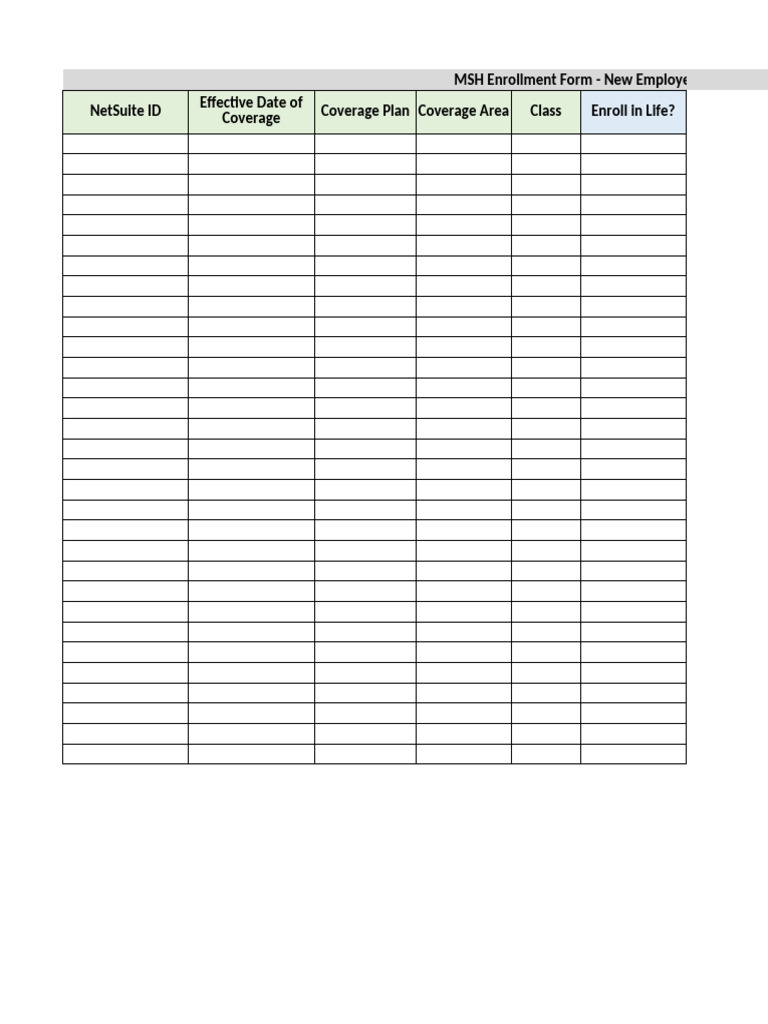 MSH Enrollment Form New | PDF