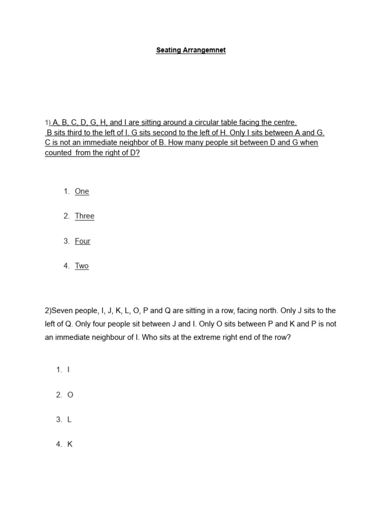 Seating Arrangements Explained | PDF