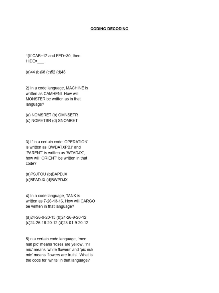 Coding and Decoding-1 | PDF