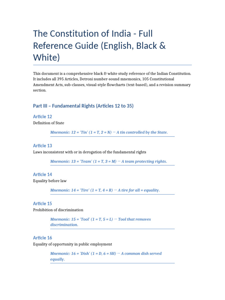Indian Constitution Study Guide | PDF