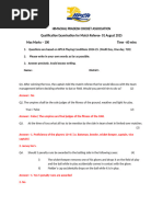 Cricket Umpiring Exam Questions Guide | PDF | Cricket | Bowling (Cricket)