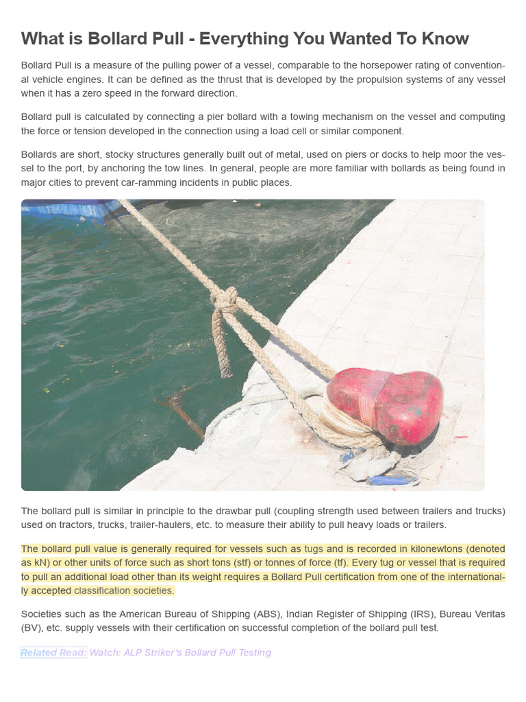 What Is Bollard Pull - Everything You Wanted To Know | PDF | Tugboat ...