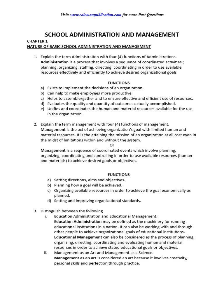 School Administration and Management Overview | PDF | Leadership ...
