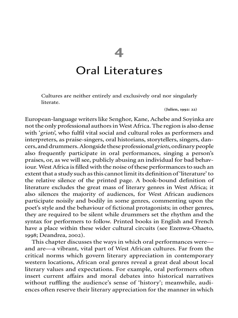 Oral African Lit, Griots | PDF