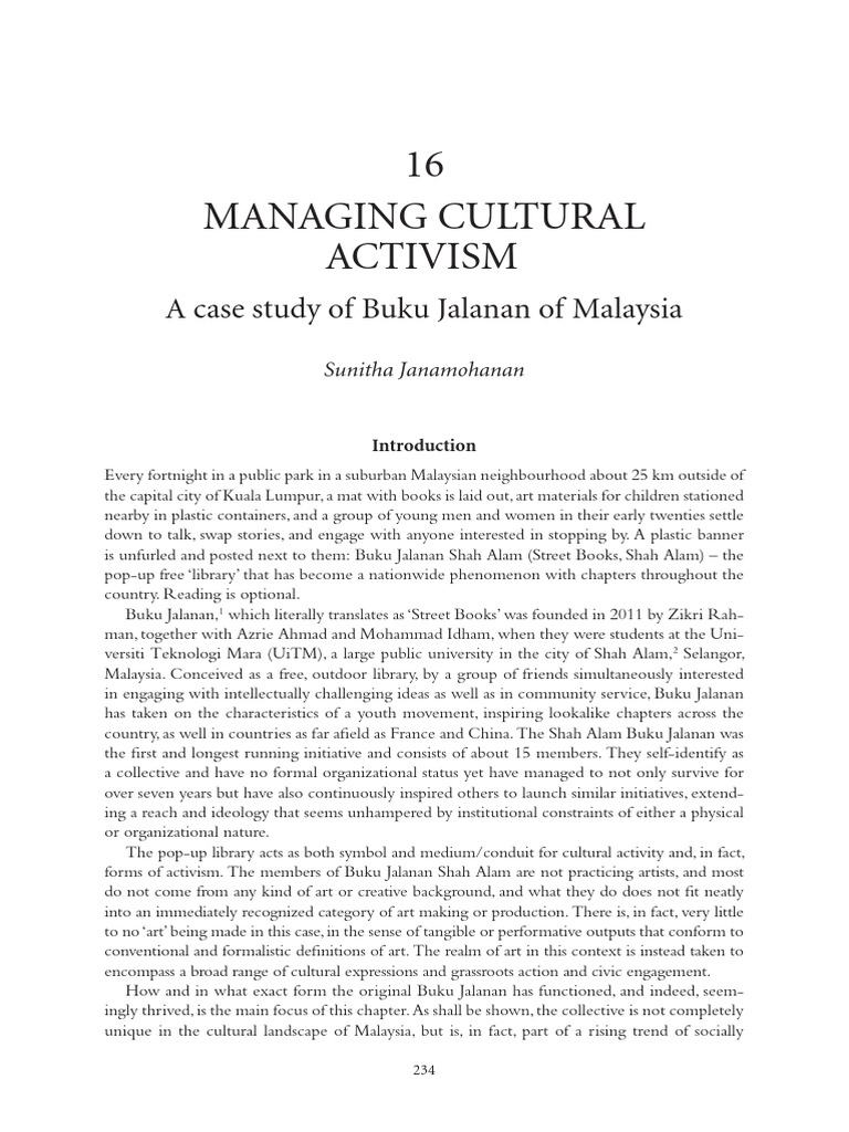 16 Managing Cultural Activism: A Case Study of Buku Jalanan of Malaysia ...