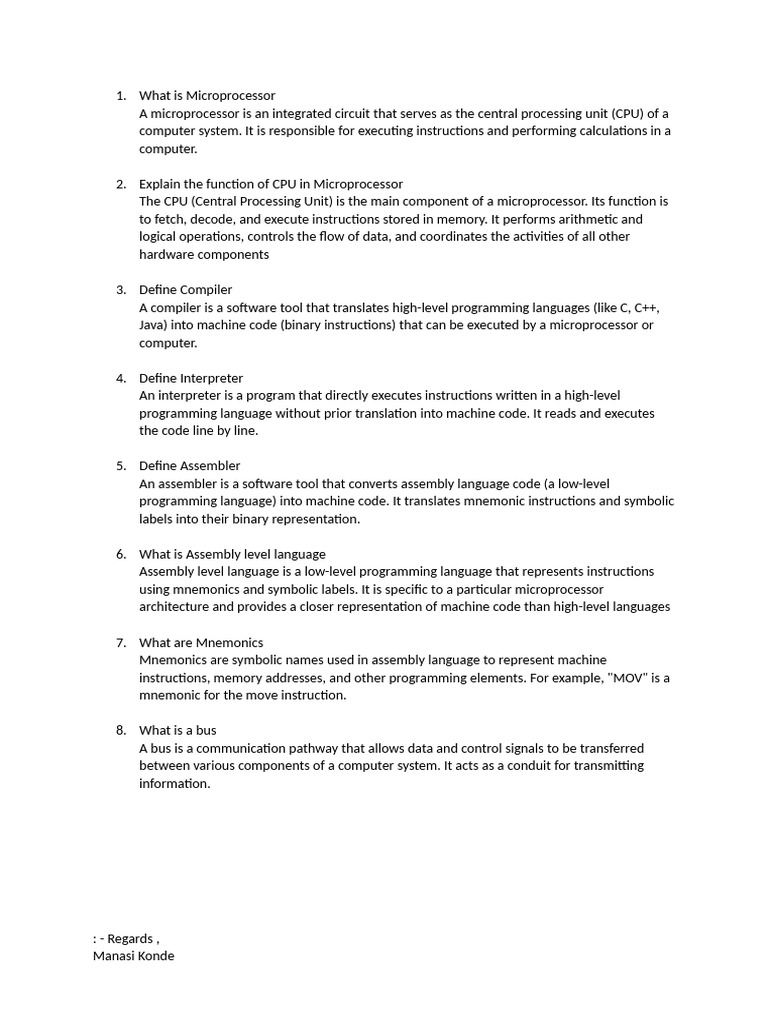 Microprocessor Basics and Functions | PDF | Central Processing Unit ...