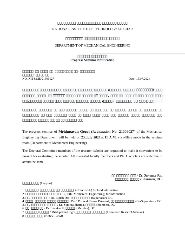 Progress Seminar Notice (1) | PDF