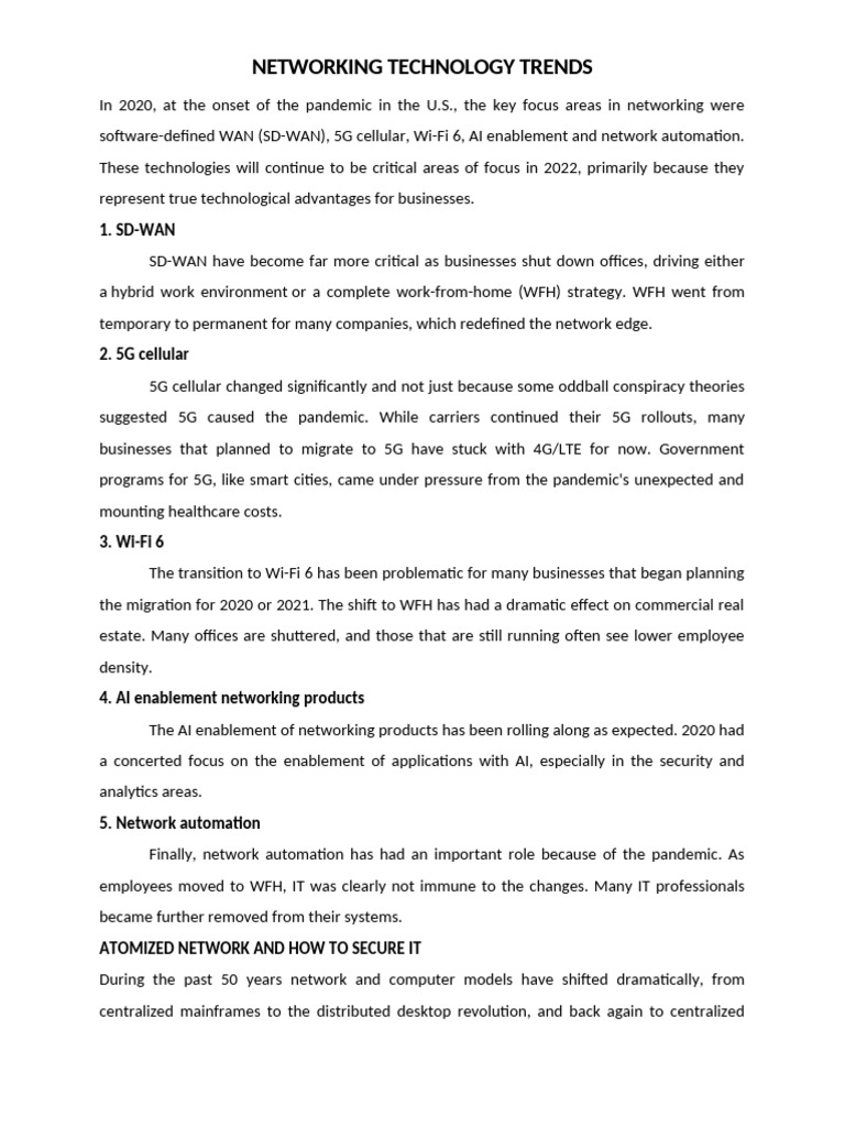 Networking Technology Trends | PDF | Cloud Computing | Computer Network