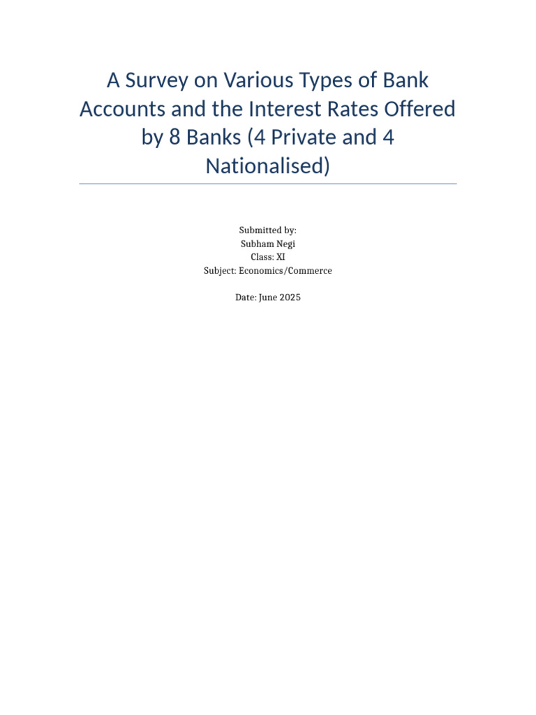 Survey of Bank Accounts and Interest Rates | PDF