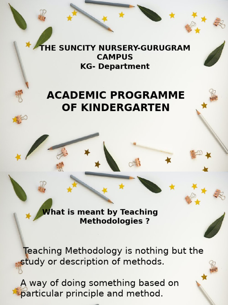 Kindergarten Teaching Methodologies Guide | PDF | Intelligence ...