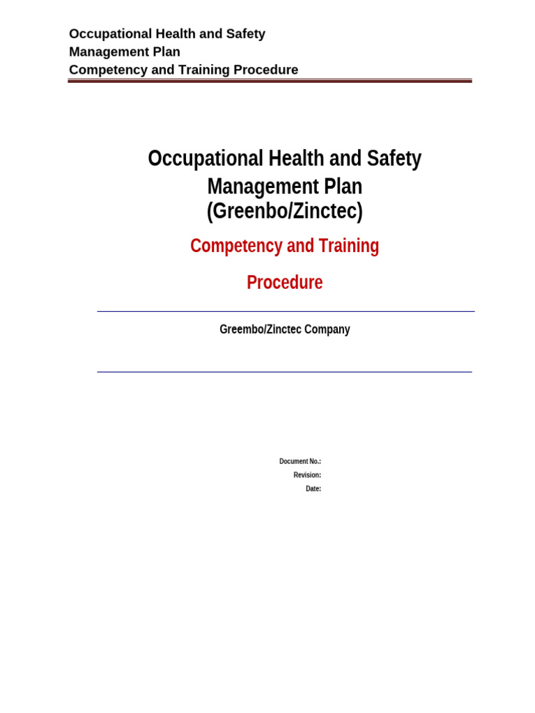 OHS Competency and Training Procedure | PDF | Occupational Safety And ...