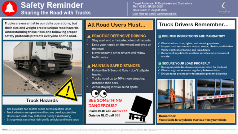 Truck Driver Safety Guidelines | PDF | Truck | Road