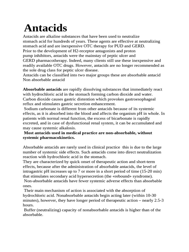 Antacid Pharmacology and Classification | PDF | Magnesium ...