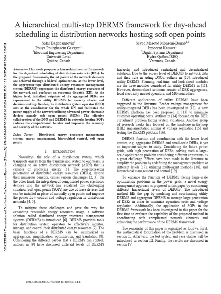 Bb2 A Hierarchical Multi-Step DERMS Framework For Day-Ahead Scheduling ...