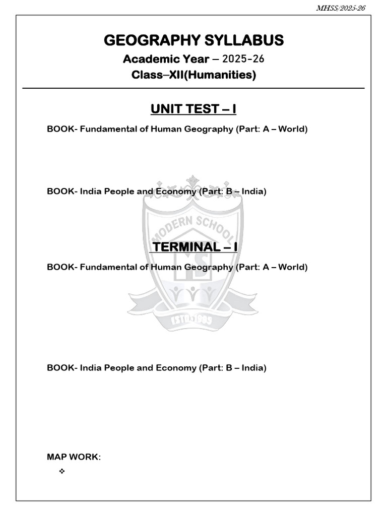 Class 12 Geography Syllabus 2025-26 | PDF | Economies