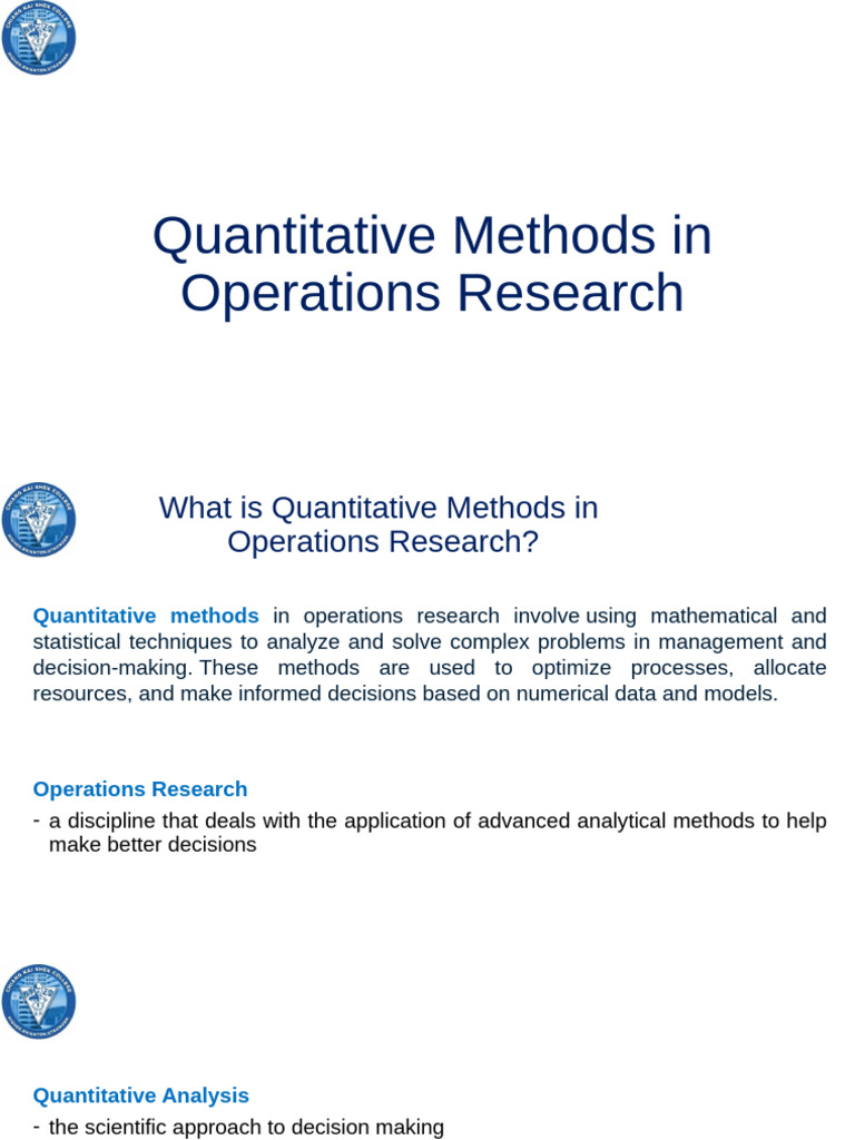 Quantitiative Methods-Operation Research | PDF | Operations Research | Mathematical Optimization