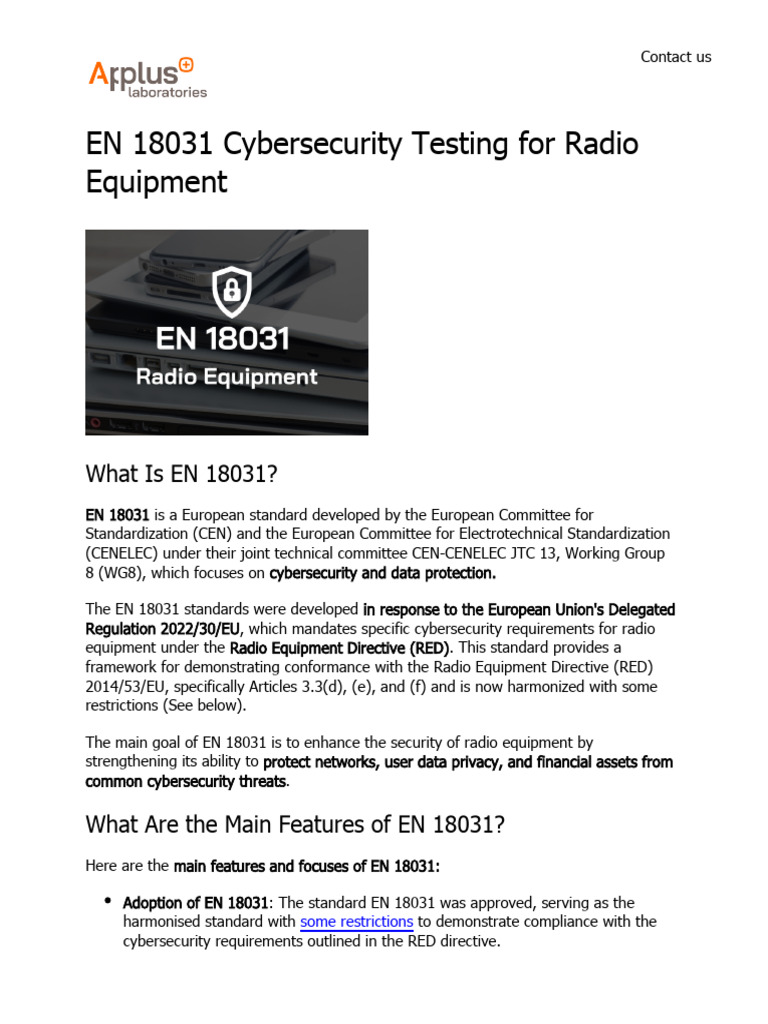 EN 18031 Cybersecurity Compliance Guide | PDF | Regulatory Compliance ...