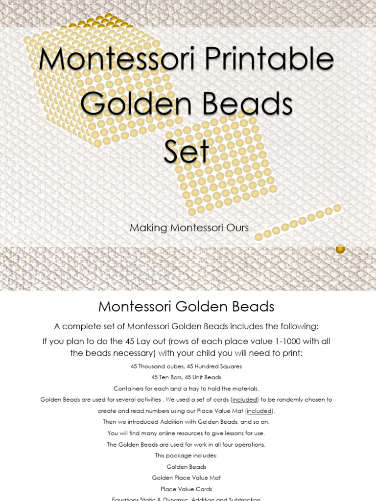 MMO Montessori Golden Beads Set | PDF