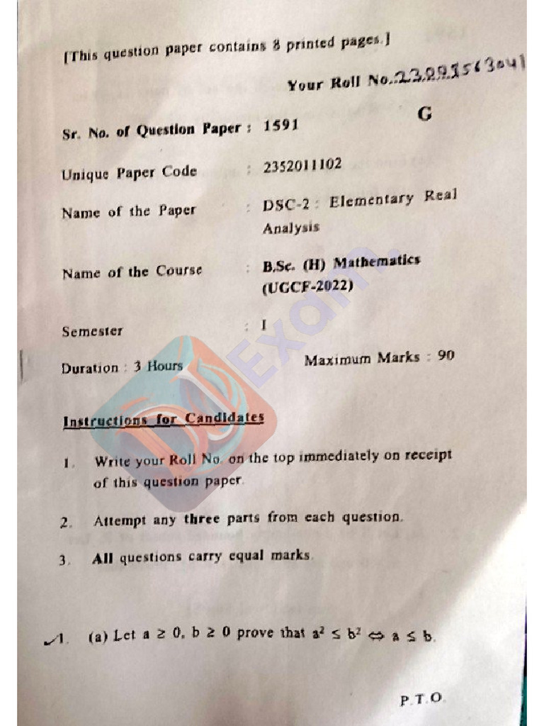 Real Analysis-Paper | PDF