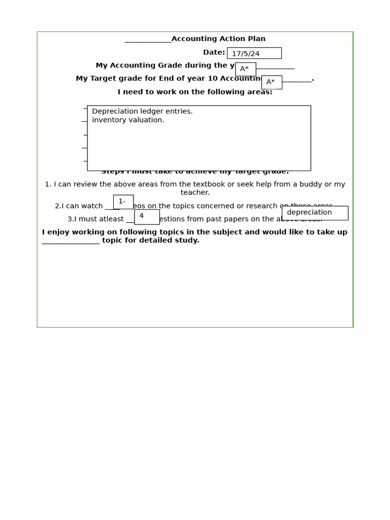 Accounting Student Action Plan | PDF