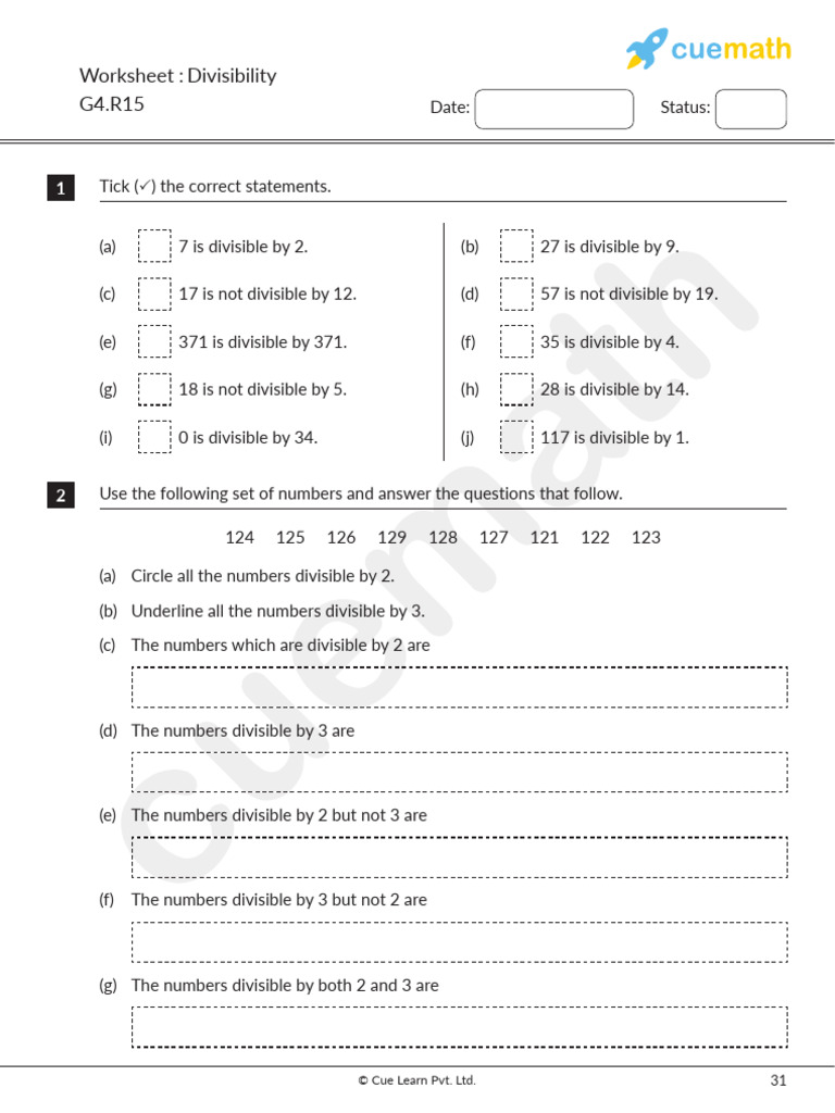 Divisibility Worksheet for Grade 4 | PDF | Number Theory | Arithmetic