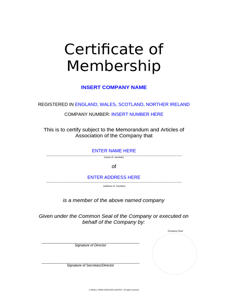 Membership Certificate Instructions | PDF