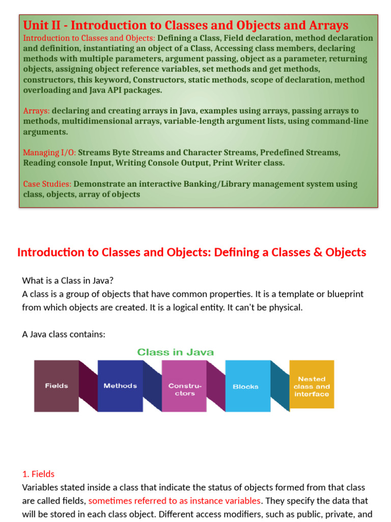 Unit 2 - Part 1 - Classes and Objects | PDF | Method (Computer Programming) | Class (Computer ...
