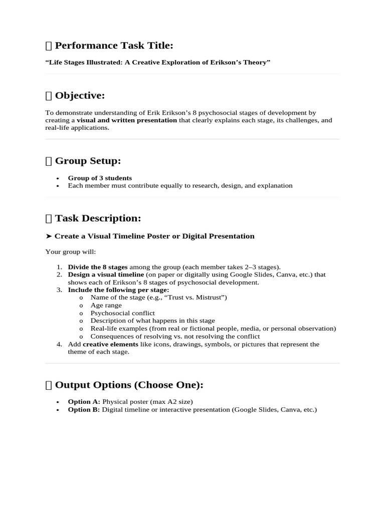 Erik Erikson Perforamce Task | PDF