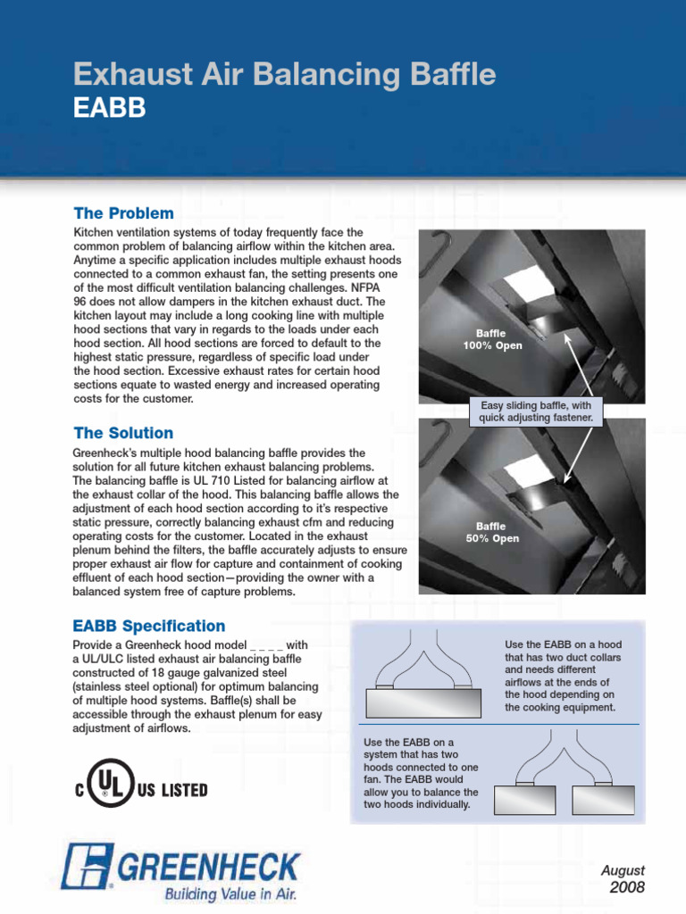 Kitchen Hood Air Balancing Baffles | PDF | Duct (Flow) | Mechanical ...