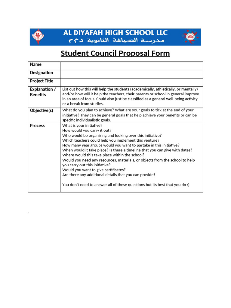 Student Council Proposal Guidelines | PDF