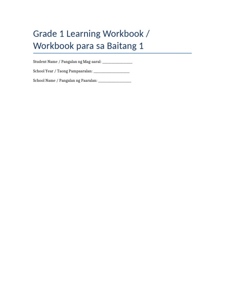 Grade 1 Bilingual Workbook FullYear | PDF