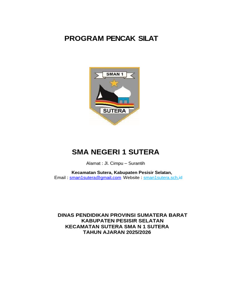 Program Pencak Silat SMAN 1 Sutera 2025 | PDF