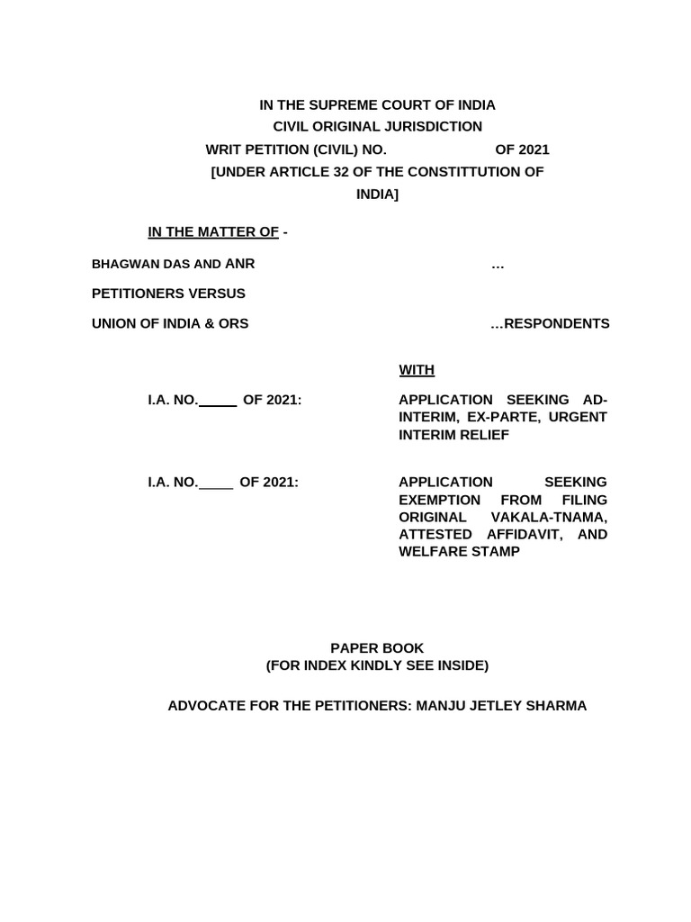 SC - Writ Petition Civil | PDF | Mandamus | Writ