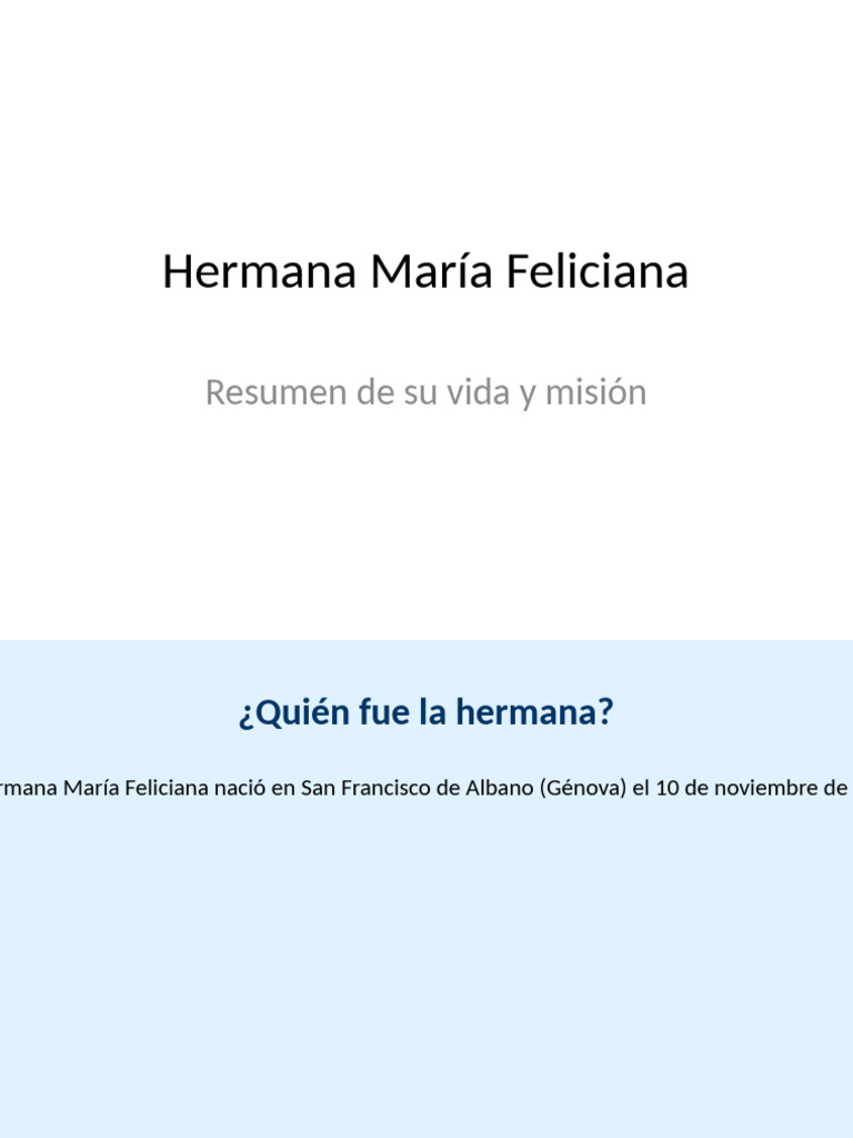 Hermana Maria Feliciana Fondos | PDF