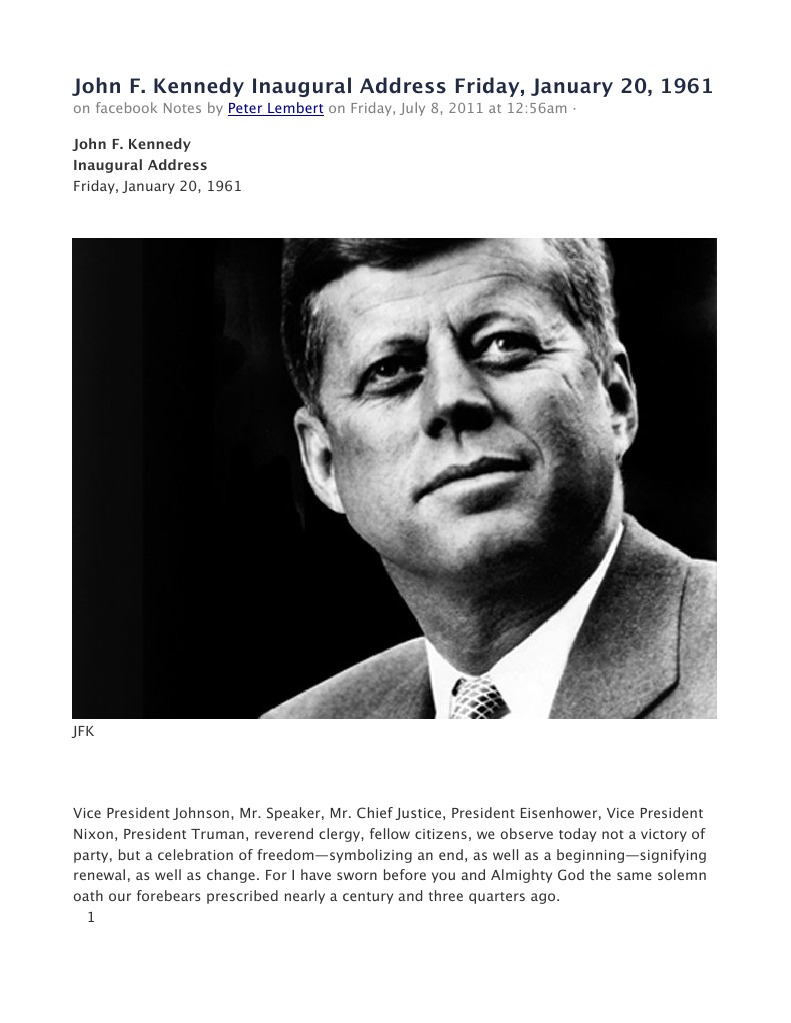John F. Kennedy Inaugural Address | PDF | United States Presidential ...