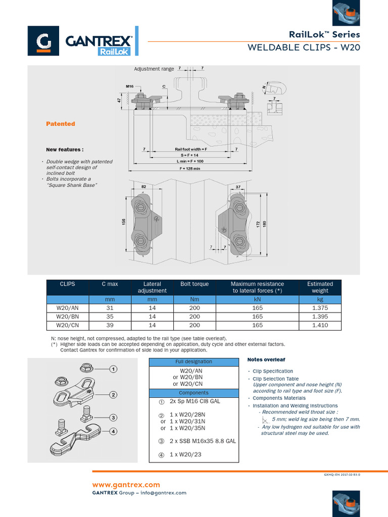 GXHQ en Clips Raillok Clip w20 2017-10 r3.0 | PDF | Welding | Construction