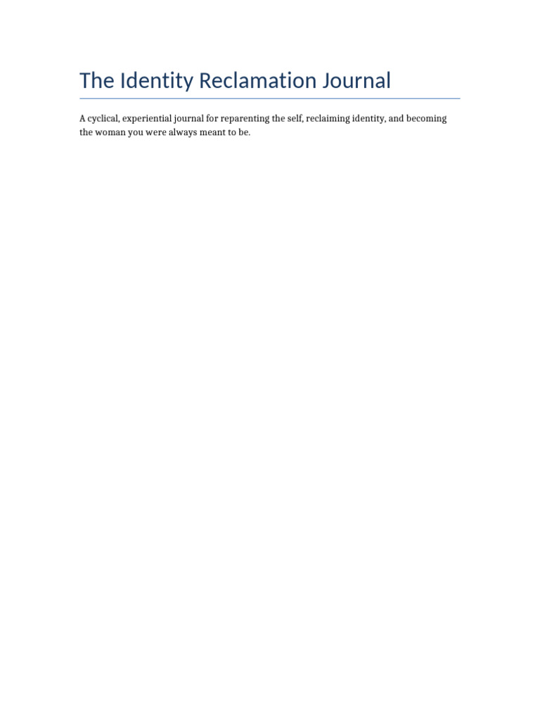 Identity Reclamation Journal With Placeholders | PDF | Psychology ...