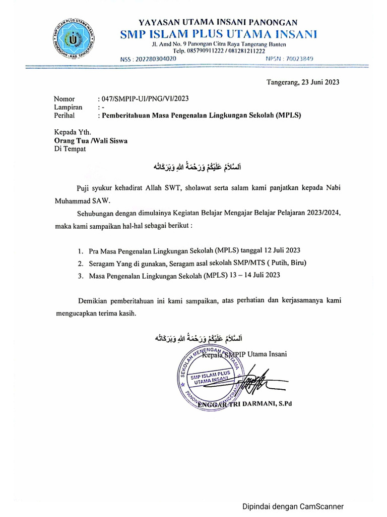 Surat Mpls SMP | PDF