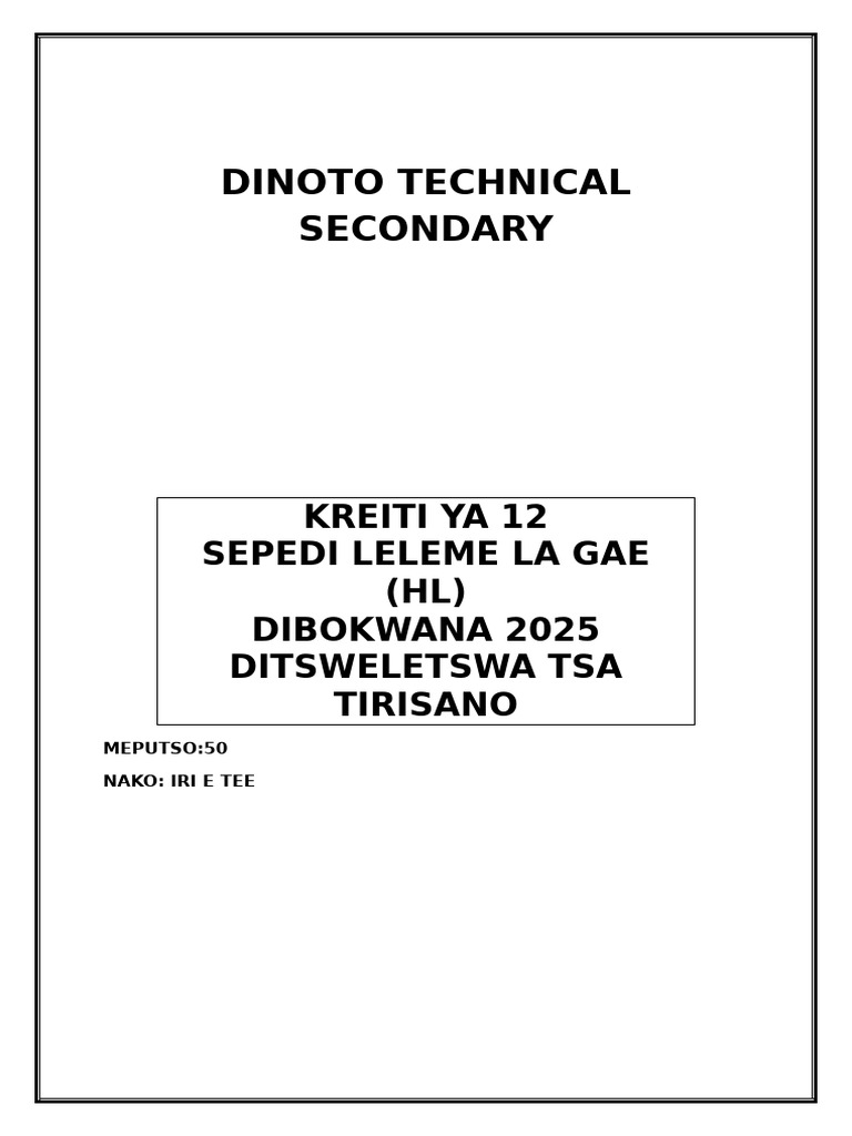 Sepedi Cover Page | PDF