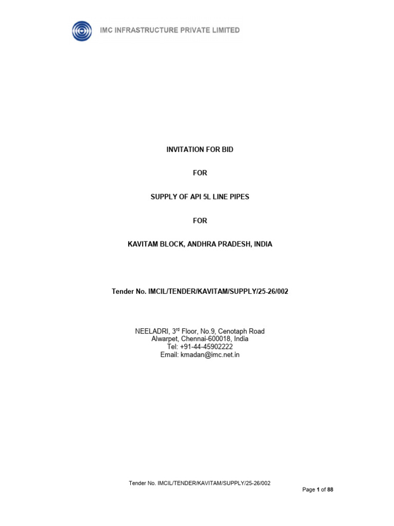 Kavitam API 5L Line Pipes Tender 2025 | PDF | Taxes | Legal Tender