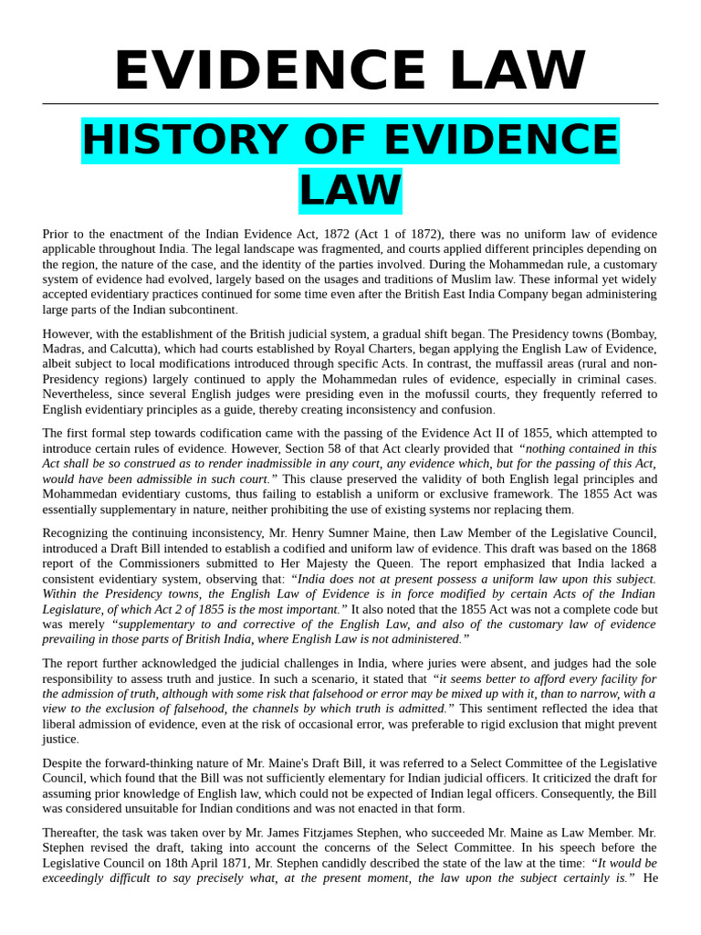 Evidence Law | PDF | Witness | Burden Of Proof (Law)