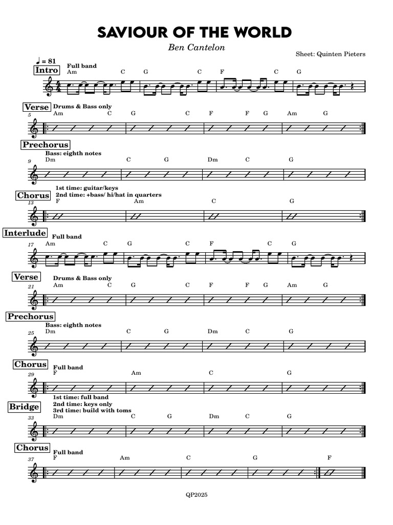 Saviour of the World - Ben Cantelon | PDF | Song Structure | Songs