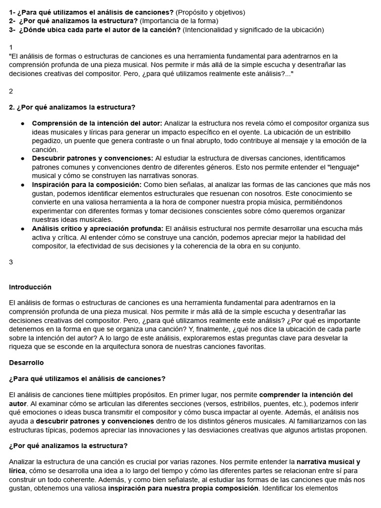 Analisis de Canciones Explicacion | PDF | Canciones