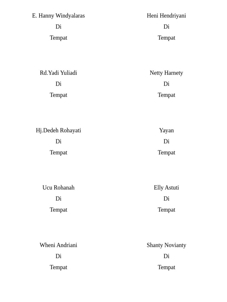 Nama Nama Undangan | PDF