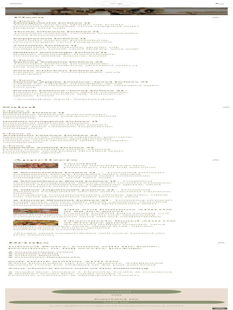 Beyond Basil Pizza Menu Options | PDF | Pizza | Mozzarella
